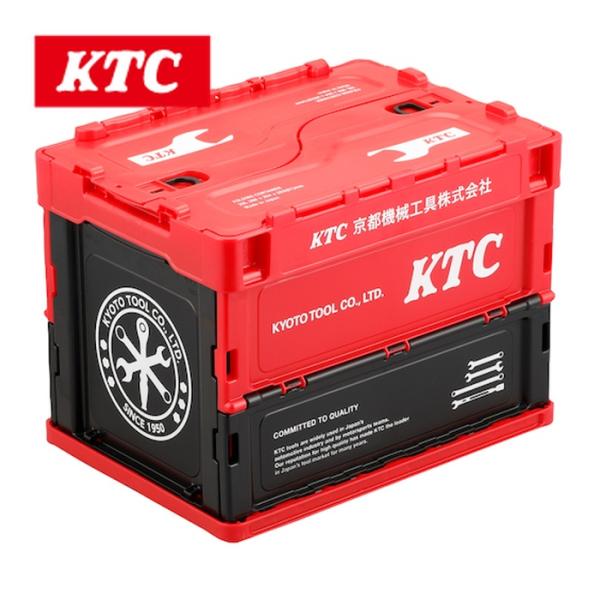 KTC 折りたたみコンテナ|特長:畳んでいるときはワンカラー、組み立てるとブラックとレッドのツートンカラーが特徴的なコンテナに変身します。 ガレージや車で、洗車道具やまとめて置いておきたいものを収納しておくのに非常に便利です。 フタには簡易...