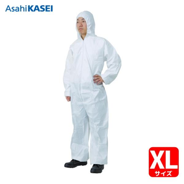 旭化成 使い捨て保護服|特長:ポリプロピ不織布に透湿性フィルムをラミネートしたことで高いバリア性を実現しています。 粉塵、有害物質に対して高いバリア性を発揮します。 高い耐水性能を持ちながら、透湿性に優れたカバーオールタイプの防護服です。