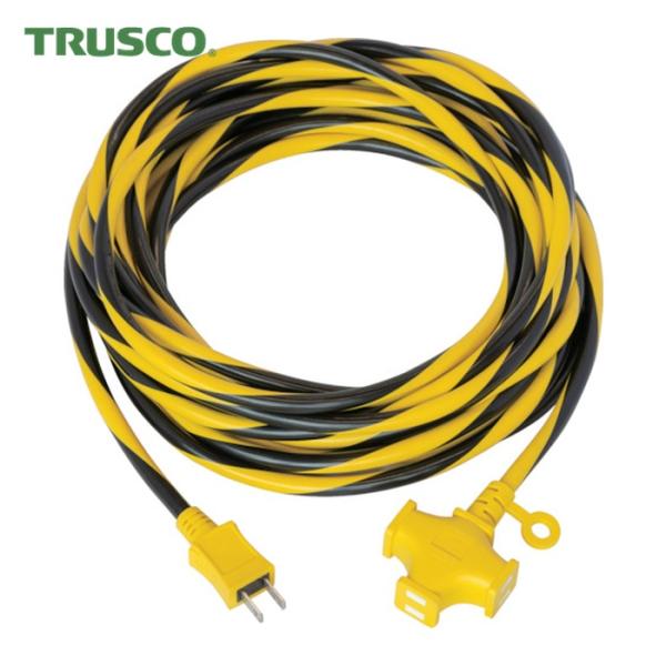 TRUSCO 延長コード|特長:トラ柄で視認性の高い延長コードです。 ソフトコードなので、冬場でもコードが固くなりません。 最大合計1500Wまで使用可能です。