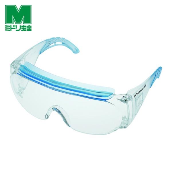 ミドリ安全 一眼型保護メガネ(オーバーグラスタイプ)|特長:軟質ひさしにより肌当たりが柔らかくゴミの侵入も防ぎます。 テンプル先端のラバーで耳当たりがソフトです。 優れた曇り止め性能を実現しました。