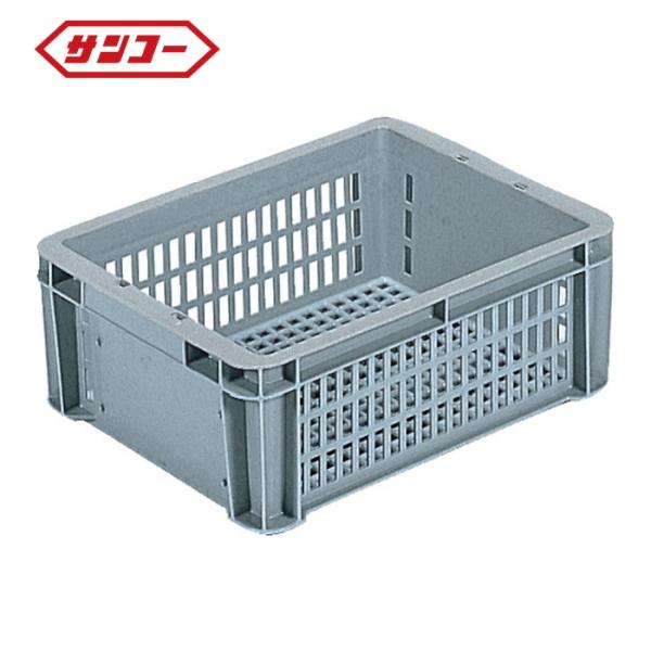 サンコー メッシュコンテナ|特長:全面網目のスタッキングタイプです。