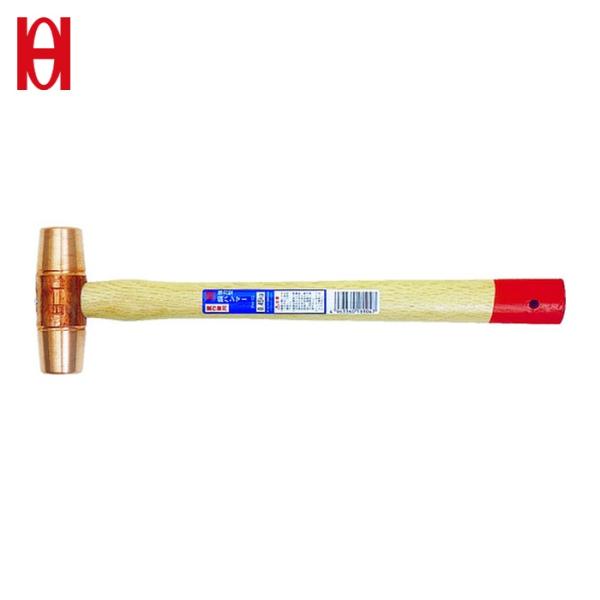 OH 銅ハンマー|特長:頭部は伸銅品、非加熱加工でネバリがあり長寿命です。 鋳造銅ハンマーに比べて約2倍長持ちします。