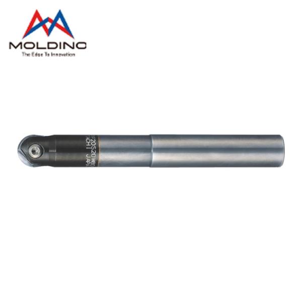 MOLDINO フライス工具|特長:取付けR精度±。 01mm(インサートR 精度±。 005mm以下)ボール部先端から外周まで、高いR精度を示します。