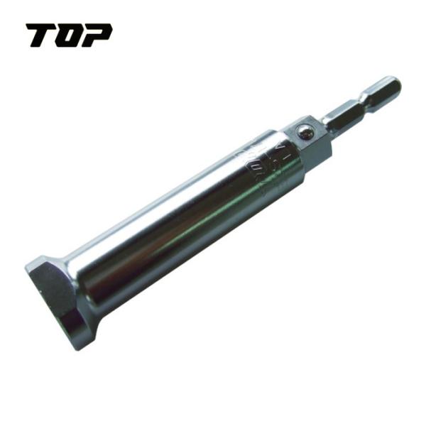 TOP ソケットビット(電動工具用)|特長:ソケットの口元部分が薄く、小判型に近い形状になっている為、高さの低いハンガーレールにも最適です。 13mmソケット対応で手動でも使えます。