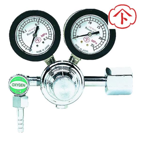 YAMATO ガス調整器|特長:圧力計ゴムカバー付です。 車載振動に強いロックナット、出口バルブ付です。