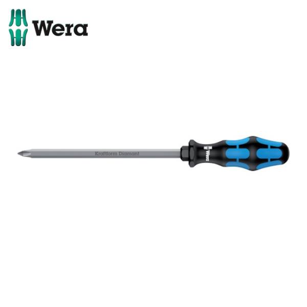 Wera グリップドライバー|特長:細かいダイヤモンドの粒子が刃先にコーティングされています。 ザラザラのダイヤモンド粒子がねじに食いつくことで、カムアウトを防止し、またダイヤモンド本来の硬度が刃先の摩耗を減少させ、長寿命に貢献します。 特...
