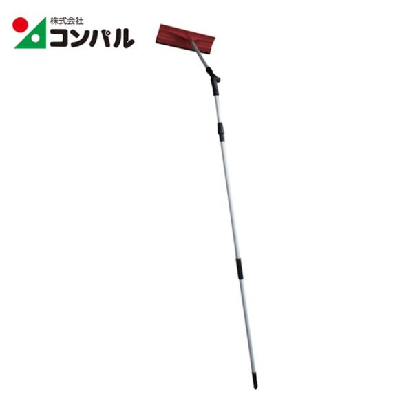 コンパル 除雪ワイパー|特長:ひさし・屋根の積雪を素早く落とせます。 曲がるヘッドで奥まで届き、角度付きで屋根にしっかりと接地します。 ひさし、屋根等の衝撃に優しいクッションゴム付です。