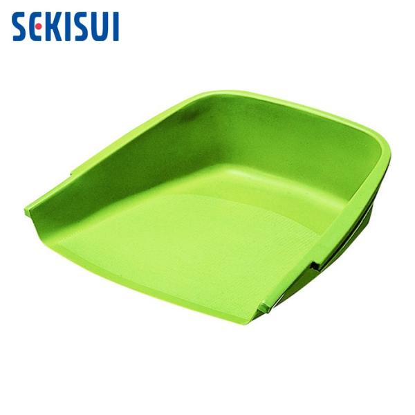 積水 チリトリ|特長:大型チリトリとしてはもちろん、園芸造園作業や砂利すくいにもご使用いただけます。 軽量で丈夫で長持ち。 使い易い設計です。