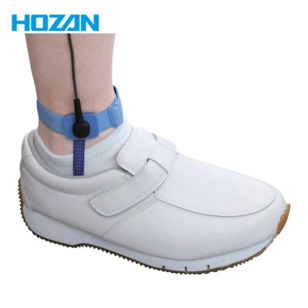 HOZAN フットストラップ|特長:足首に装着するタイプのストラップです。 バックル式なので着脱が簡単です。 リストストラップの代わりに使うことで、手元にコードがない自由な作業環境が得られます。