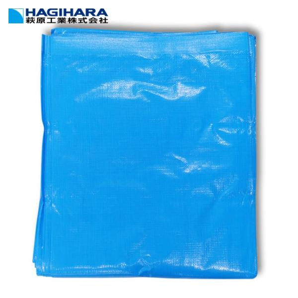 萩原 ブルーシート|特長:環境配慮と高い耐候性を両立したエコマーク取得ブルーシートです。 短辺にロゴマーク刻印があり、スムーズな施工を支えます。