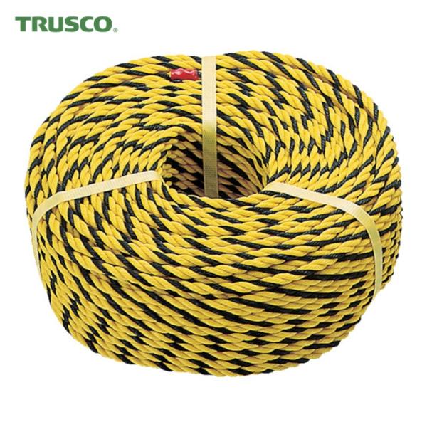 TRUSCO 標識ロープ|特長:安全標識、区画整理用として使用できる黒色と黄色の2色のトラロープです。