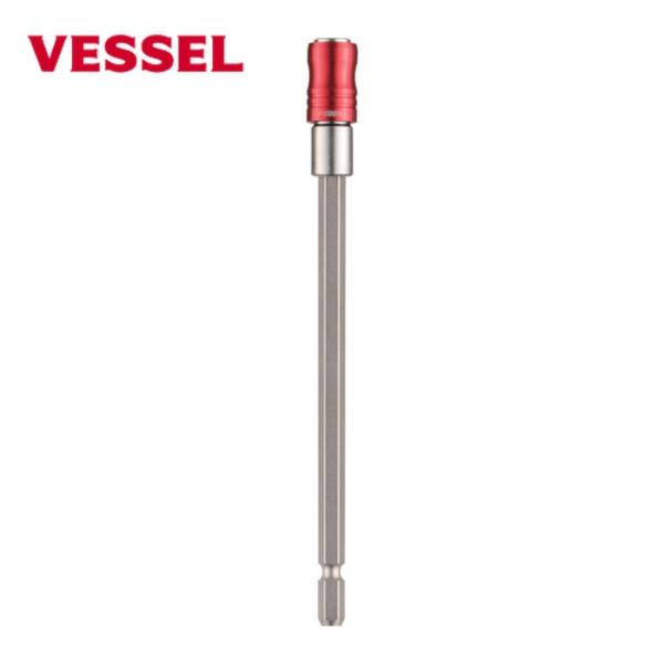 VESSEL ビットホルダ|特長:狭く奥まったところもしっかり届きます。 引きタイプのスリーブチャックで、装着したビットが落ちにくいです。 両頭ビットやソケット、六角軸つき砥石やブラシも使えます。