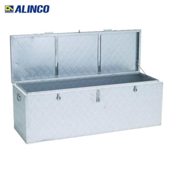 アルインコ 車載用収納箱(アルミ製)|特長:作業用トラックの荷台にピッタリなアルミボックスです。 作業用軽トラックの荷台、軒先や庭の工具入れなど、幅広く使える収納ボックスです。