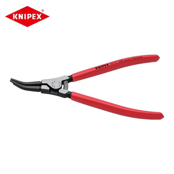 KNIPEX スナップリングプライヤー(軸用)|特長:鍛造により大変頑丈です。 直径12mm以上で、すき間が2。 2mm以上のリングの取り付け、取り外しに適しています。