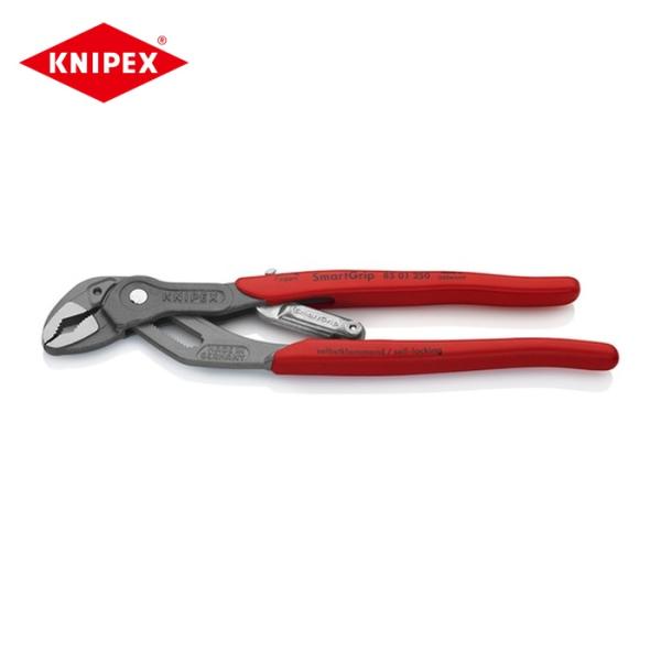 KNIPEX ウォーターポンププライヤー|特長:対象物を挟むだけで、自動的に最適な口幅に調節されます。 ボタンでのサイズ調節が不要なので、左利きのユーザー、右利きのユーザー共に違和感なく作業できます。 ジョイント部は横方向へのブレを防止する...