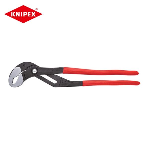 KNIPEX ウォーターポンププライヤー|特長:プッシュボタンにより、素早く簡単にアゴの幅を細かく調整できます。 てこの原理を最大限発揮するデザインで高いグリップ力を発揮します。 ジョイント部は横方向へのブレを防止する3枚合わせ(ボックスジ...