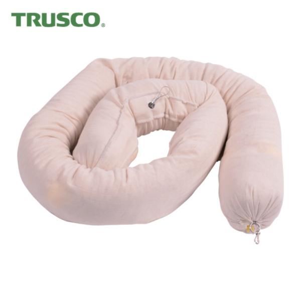 TRUSCO 吸収材(チューブタイプ)|特長:水に浮くので水面の浮上油吸着に最適です。 化繊製吸着材に対し、吸着力と吸着速度は3倍以上です。 フック式連結により延長使用できます。