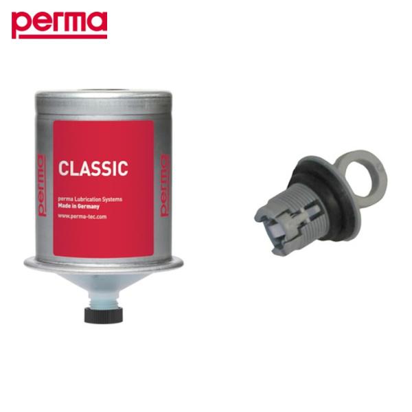 perma 自動給油器|特長:吐出口が下向きに取り付ける場合は、オイルスロットル(別売り)を必ず使用してください。 チェーンの給油器に最適です。 摺動面の給油作業の省力化が可能です。
