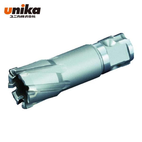 UNIKA 磁気ボール盤カッター|特長:ワンタッチ式の磁気ボール盤に直接取り付け可能です。 3枚組刃(刃径17mm以下は2枚組刃)、特殊超硬チップで、軽い切れ味、長寿命を実現しています。 35mm厚鋼板も高精度スピード穿孔可能です。