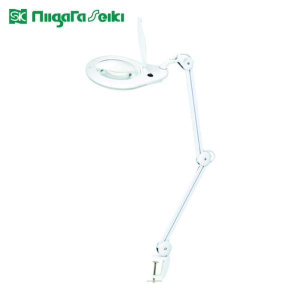 SK 照明拡大鏡(クランプ取付型)|特長:耐久性が高く、高寿命なLEDライトです。 双眼で見易い大型白色ガラスレンズです。 レンズを保護するフタ付です。