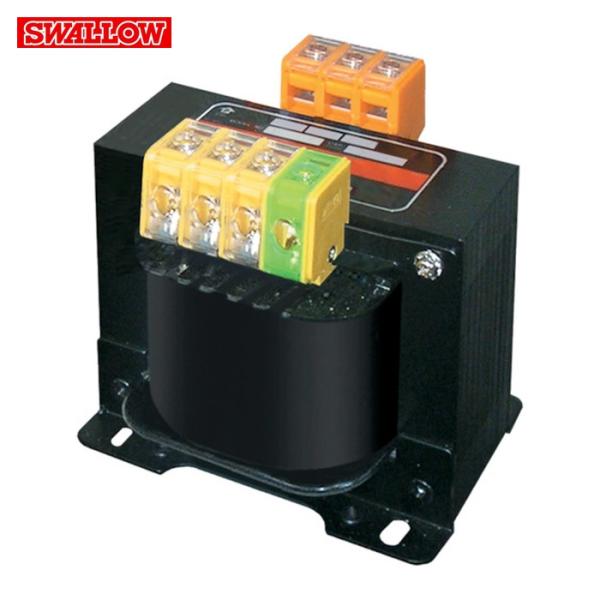 スワロー 変圧器|特長:産業用単相複巻トランスねじアップ式端子台です。 静電シールド付です。 樹脂成形ボビンの使用により、紙巻ボビンでの湿気やホコリなどによる絶縁不良などを防止できます。
