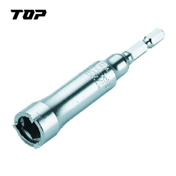 TOP ソケットビット(電動工具用)|特長:硬いモルタルも砕く超硬チップ付です。 六角軸シャンクで電動ドリルにワンタッチで取り付け可能です。