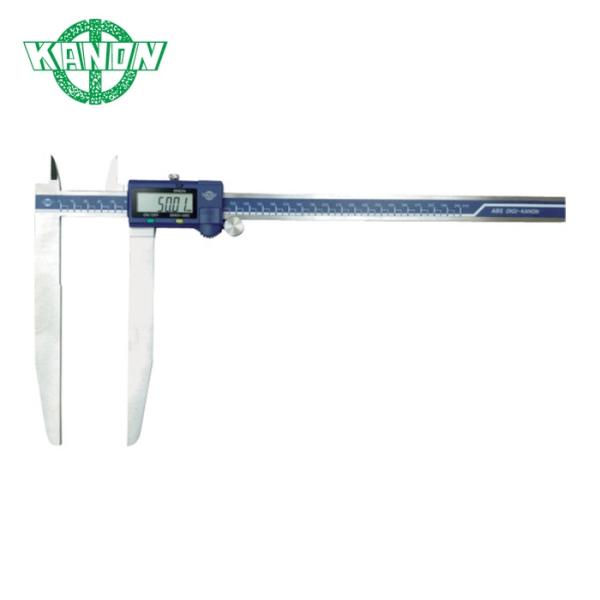 カノン ロングジョウノギス|特長:外側用ジョウの長さが測定長の1/2以上の長さなので球体、管材等の直径測定が可能。