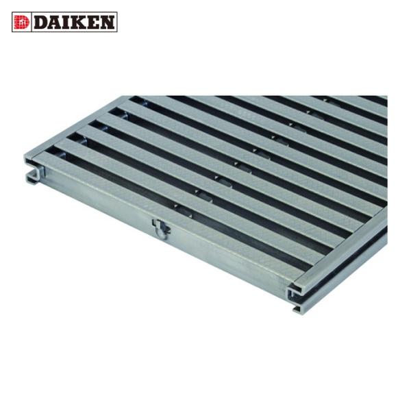 DAIKEN グレーチング(屋内歩行用)|特長:連結ブロックの採用により、メインバーの倒れ込みを防止します。 滑りにくいローレット仕様を採用しています。 すき間6mmの細目タイプです。