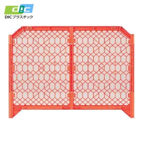 DIC 工事用フェンス|特長:大型サイズで設置の手間が省けます。 フェンスの支柱は円筒形で自由な角度でレイアウトできます。 ホコリや汚れが付きにくい丸棒ネット構造です。