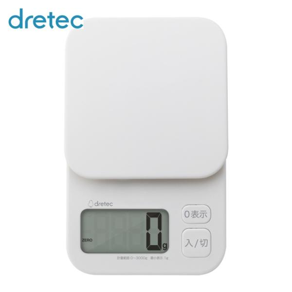 dretec デジタルはかり|特長:見やすい大画面表示で、計量もカンタンです。 容器の中身だけはかれる風袋引き機能付です。 切り忘れにも安心のオートパワーオフ機能付です。