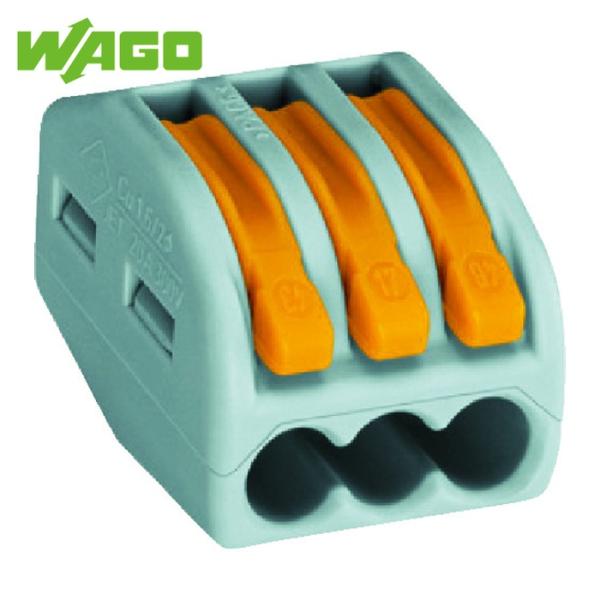 WAGO 配線接続用コネクタ|特長:単線より線をレバー操作でワンタッチ接続できます。 工具不要で非常に便利です。