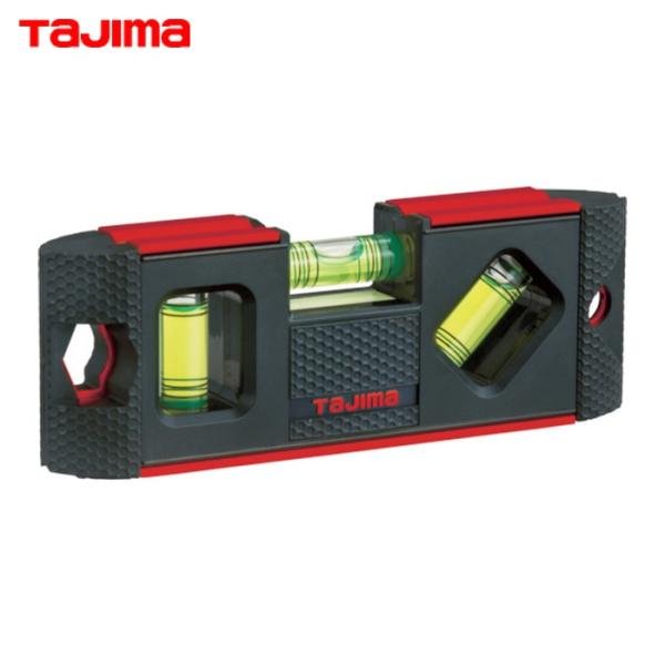 タジマ アルミ製水平器|特長:パイプにしっかり固定できるV字溝測定面です。 本体上下の測定面でのマルチ測定が可能です。 衝撃吸収バンパーを両端面に搭載しています。