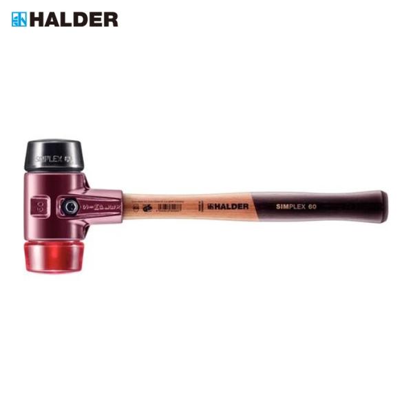 HALDER コンビネーションハンマー|特長:中硬のゴムと硬めのプラスティックを組み合わせたハンマーです。 ヘッドのゴムは低摩耗性でプラスチックは耐油性に優れています。 ボルト一本で全てが固定されているのでインサートやハンドルの交換が容易です。