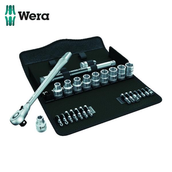 Wera ソケットレンチセット|特長:正逆転換はヘッド部のレバーでおこないます。 ソケット脱落防止するボールロックタイプです。 ヘッド部の厚みは非常にスリムで狭い箇所での作業性にも優れています。