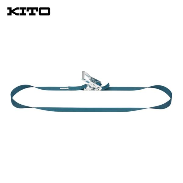KITO ベルト荷締機|特長:簡単操作でしっかりホールド。 誰でも素早く作業ができます。 【仕様】:ベルト幅35mm、最大使用力5kN(509kg)、破断荷重20kN、端末ラウンドタイプ、固定側ベルト長さ4m・【ラチェットバックル式】:ラッ...