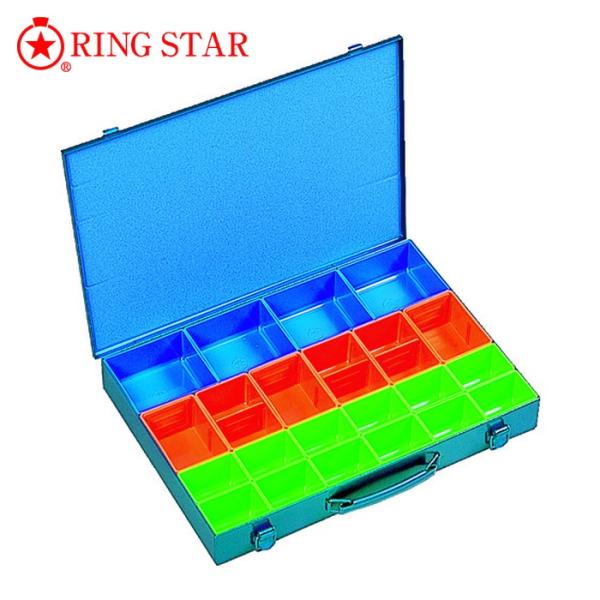 RING STAR パーツケース(スチール製)|特長:小物、部品をすっきり収納可能です。 部品の移動を防ぐ丈夫なクッション付きです。