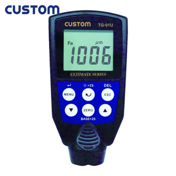 CUSTOM 膜厚計|特長:塗装の膜厚をプローブ一体型のコンパクトな本体で測定します。 255点のメモリーができます。 MAX/MIN/AVE機能付です。