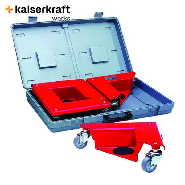 KAISER 運搬用コロ車|特長:自在キャスタータイプで方向転換が極めて容易に行えます。 移動物の4隅をそれぞれのドーリーで支えて移動させることができます。 積載面のゴム素材により荷物が滑り落ちません。