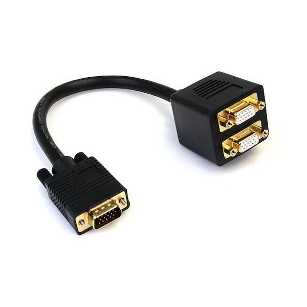 StarTech ディスプレイケーブル|特長:1つのVGAソースから2つのVGAディスプレイへ映像信号を出力します。 外付け電源が不要です。