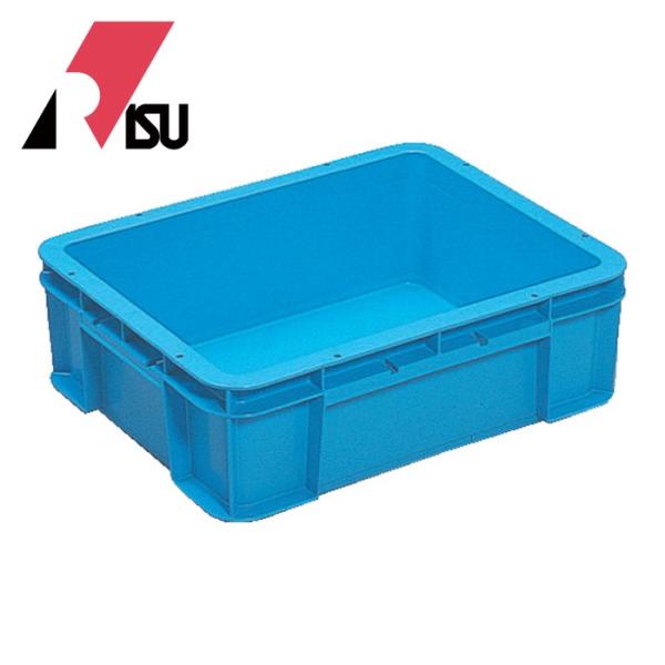 RISU ボックス型コンテナ|特長:STコンテナは規格パレットに効率よく積載できるシリーズです。 袋取っ手と下フランジを設けた持ち運びの便利なコンテナです。