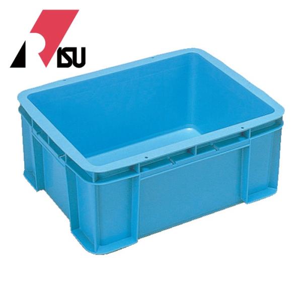 RISU ボックス型コンテナ|特長:STコンテナは規格パレットに効率よく積載できるシリーズです。 袋取っ手と下フランジを設けた持ち運びの便利なコンテナです。