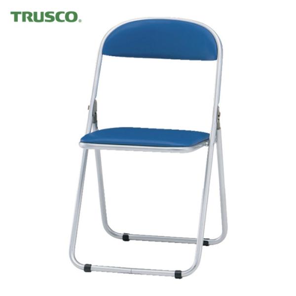 TRUSCO 折りたたみパイプ椅子|特長:指挟み防止のシリンダ機能付です。