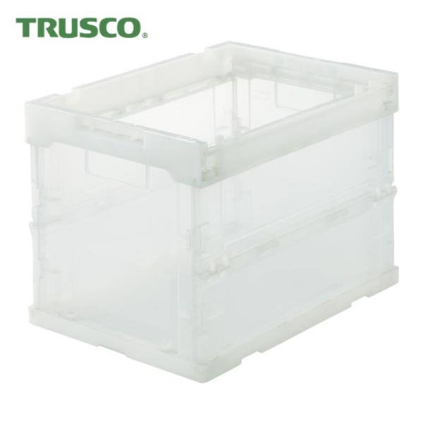 TRUSCO 折りたたみコンテナ|特長:中が透けて見えるため、コンテナの中身が判別しやすく、保管・管理に最適です。 折りたたんだ時の高さを最大限まで追求、従来タイプに比べて最大35%低く、これにより輸送運賃・保管スペースを大幅に削減すること...