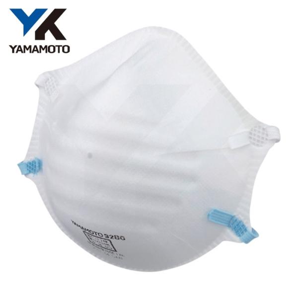 YAMAMOTO 使い捨て式防じんマスク(DS2国家検定合格品)|特長:しめひもは装着安定性に優れたクロスフィットタイプです。 四層フィルターで高い捕集効率を実現します。 小顔の女性から男性まで幅広くフィットします。