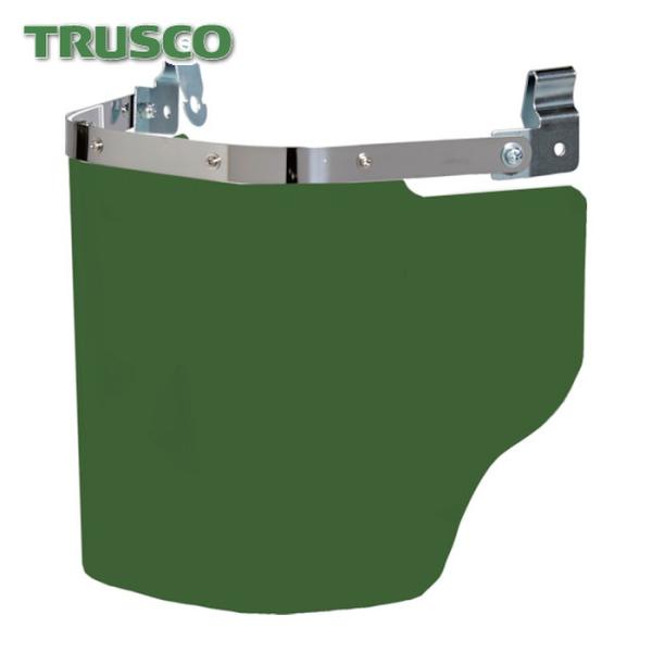 TRUSCO 防災面|特長:耳まで覆う大型防災面のため、顔だけでなく耳まで保護できます。 アダプター併用でさまざまなヘルメットに取付可能です。 正面が平らな角型レンズです。