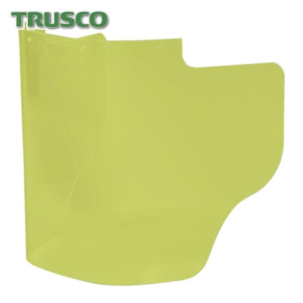 TRUSCO 防災面|特長:大型防災面用替レンズです。 耳まで覆う大型防災面のためより顔だけでなく耳まで保護できます。 正面が平らな角型レンズです。