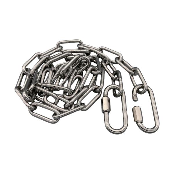 ラクテム チェーン|特長:溶接チェーンは切断済み、両側にフックを取り付けています。 オールステンレス製のため、防錆性・耐候性に優れています。