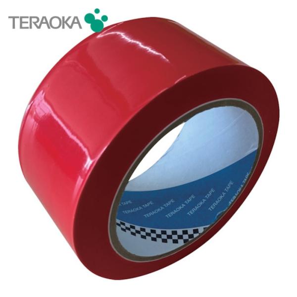 TERAOKA ラインテープ|特長:鮮明な色が特長の屋内、工場内の標示ライン用です。 柔軟性、耐久性、耐摩耗性、再剥離性(剥がした際に粘着剤が残りづらい)に優れています。 セパレータ(剥離紙)がないため、貼り付け作業が簡単で、ゴミが出ません。