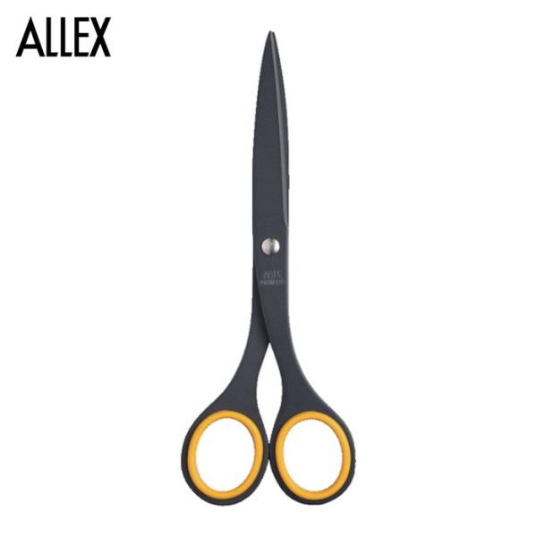 ALLEX ハサミ(クラフト向け)|特長:ALLEXを代表するオールステンレスシリーズです。 粘着テープやのりの付きにくいフッ素コート仕様です。