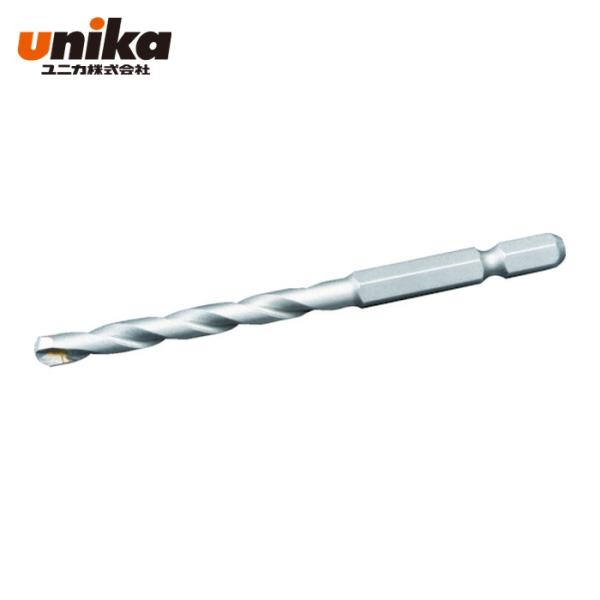 UNIKA コンクリートドリル(6.35六角軸)|特長:穿孔削力を持続させる特殊超硬チップを採用しているため、鋭い切れ味で難削材も確実に穿孔します。 穿孔時に刃先を水で冷やして使用することにより、さらに優れた切削性と耐久性を発揮します。 シ...